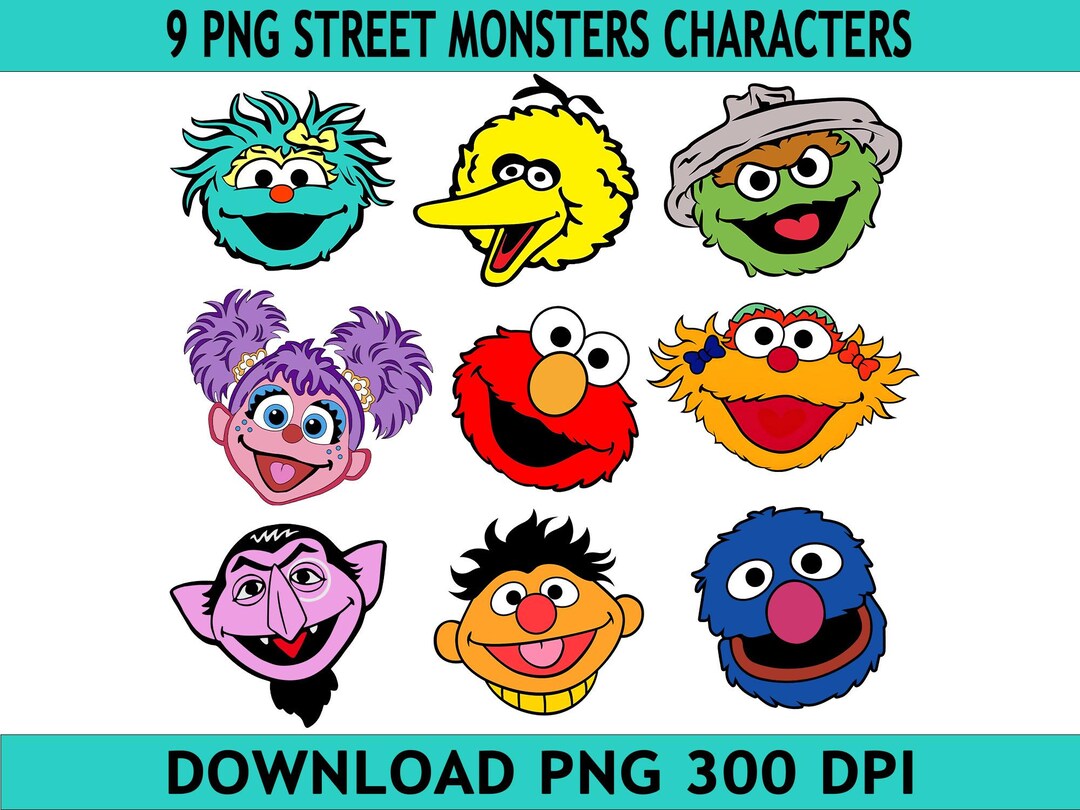 Sesame Street PNG Bundle, Elmo, Cookie Monster, designs de fête d ...