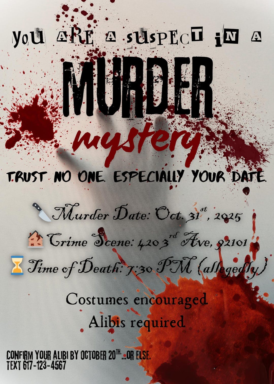 Murder Mystery Party Invitation Template | Editable Canva Design ...