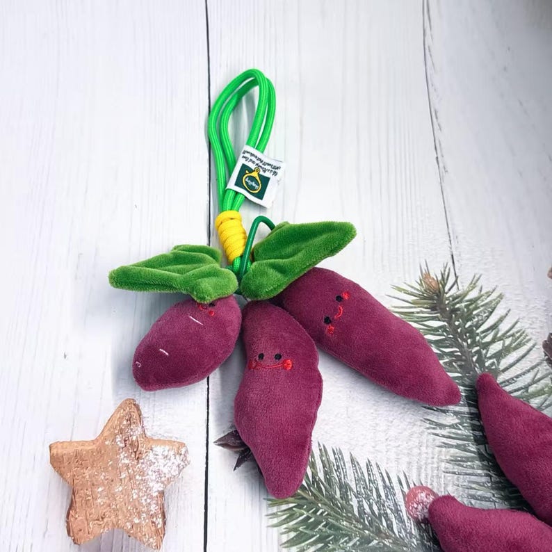 Squishy Purple Sweet Potato Plush Cluster Charm, Kawaii Smiley Food ...