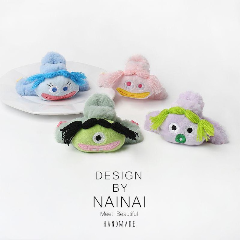 Plush Monster Hair Clips, Fluffy Cartoon Hair Accessories, Knit Hat ...