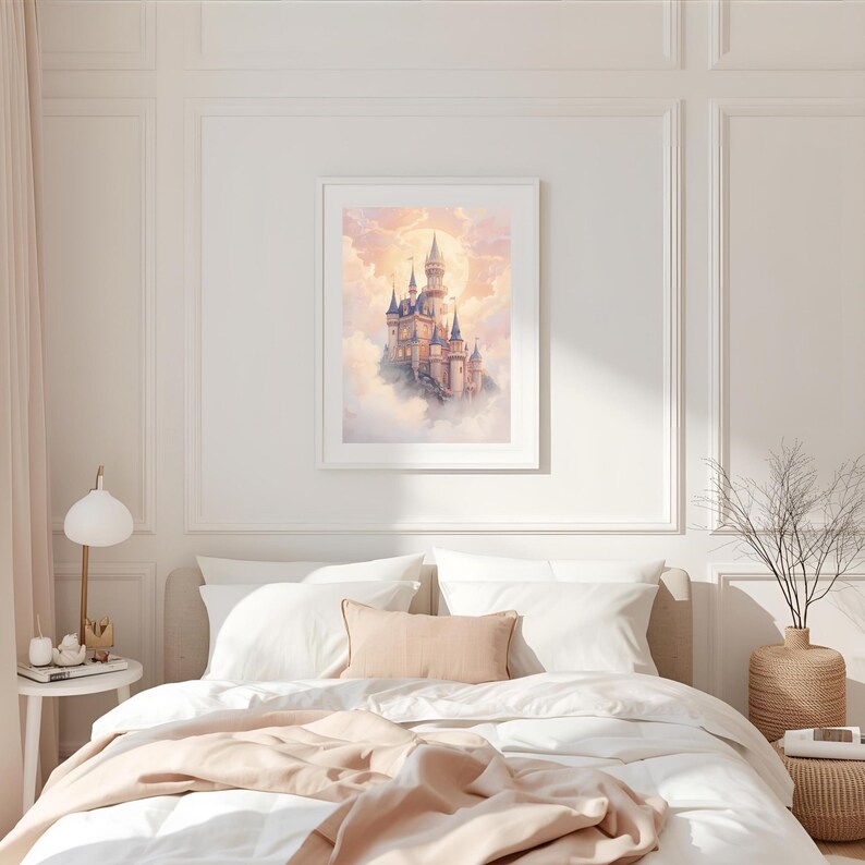 Castle Nursery Wall Art Print | Fairytale Castle Artwork | Soft Pastel ...