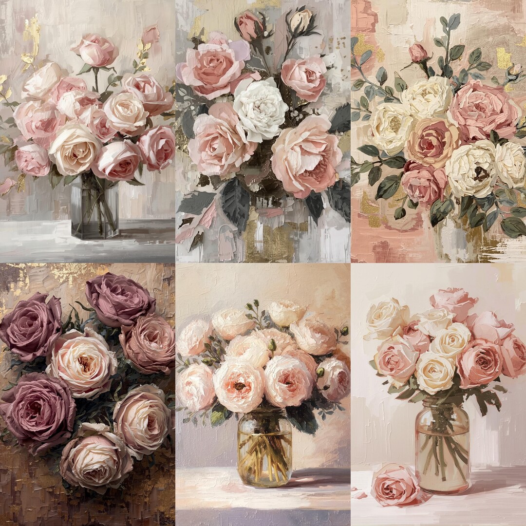 Luxe Blush Botanical Wall Art Collection – Set of 6 Prints - Etsy
