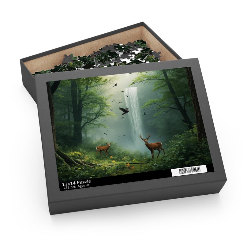 Deer in Enchanted Forest Puzzle: Wildlife Scene Jigsaw - Etsy