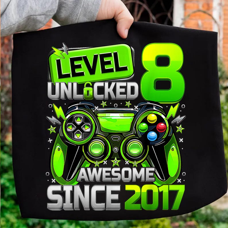 8th Birthday Boy Level 8 Gamer 8 Year Video Game Party Png, Level 8 ...