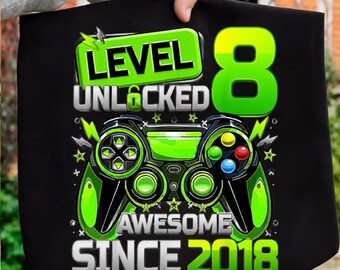 8th Birthday Boy Level 8 Gamer 8 Year Video Game Party Png, Level 8 ...