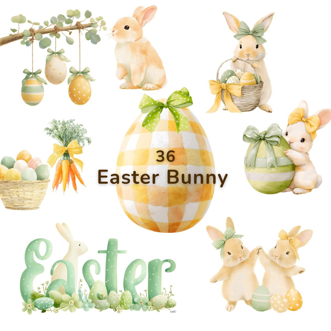Easter Bunny Clipart PNG, Watercolor Spring Rabbit Clipart, Nursery ...