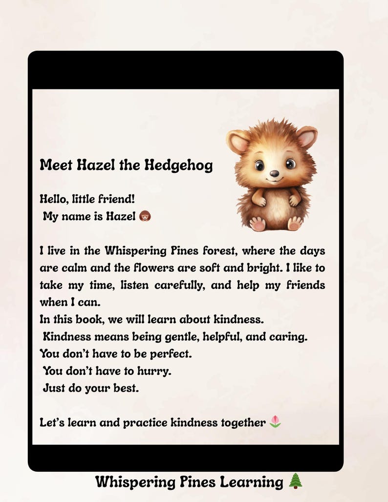 Hazel the Hedgehog Kindness Activity Book | Preschool Social Emotional ...
