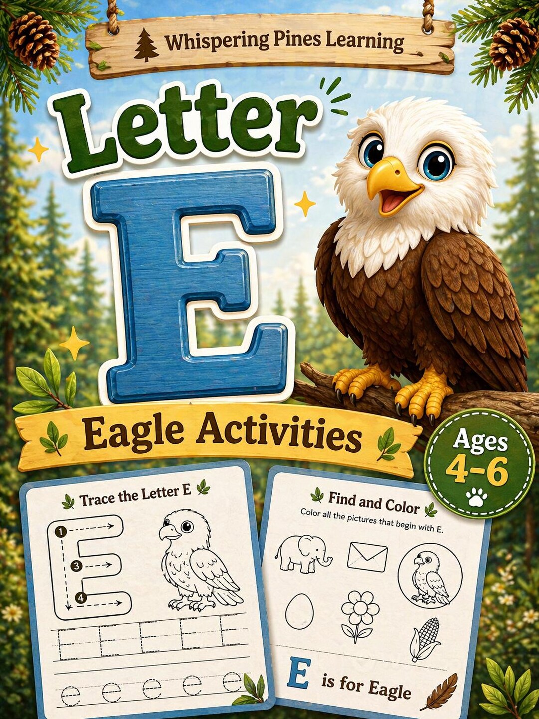 Letter E Activity Pack | Phonics & Tracing Printable | Ages 4–6 - Etsy
