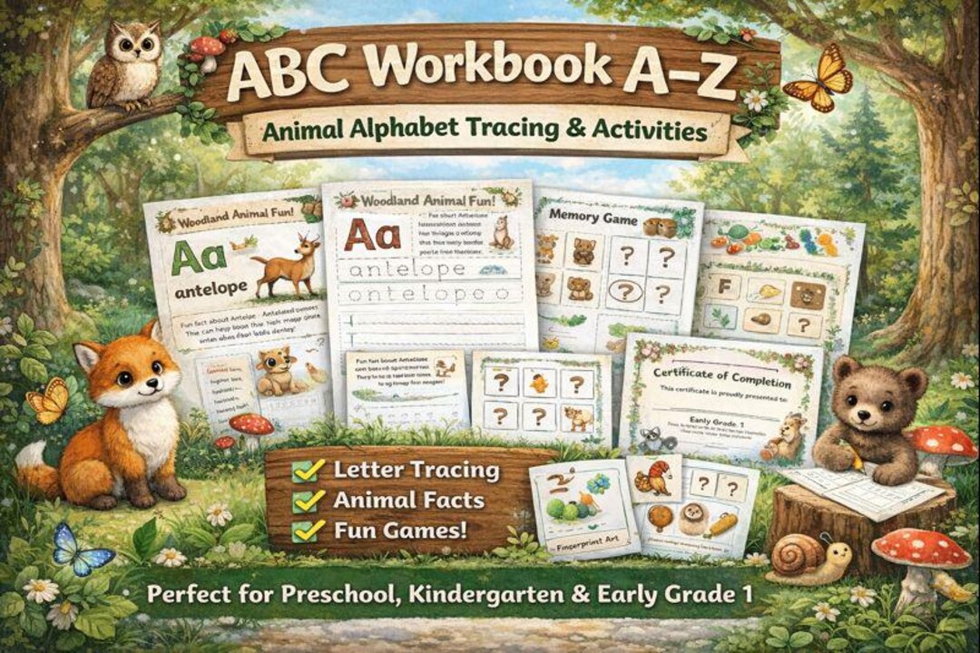 ABC Workbook A–Z | Animal Alphabet Tracing for Preschool & Kindergarten ...