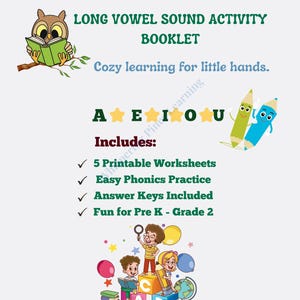 Long Vowel Sound Phonics Booklet | Printable Worksheets - Etsy