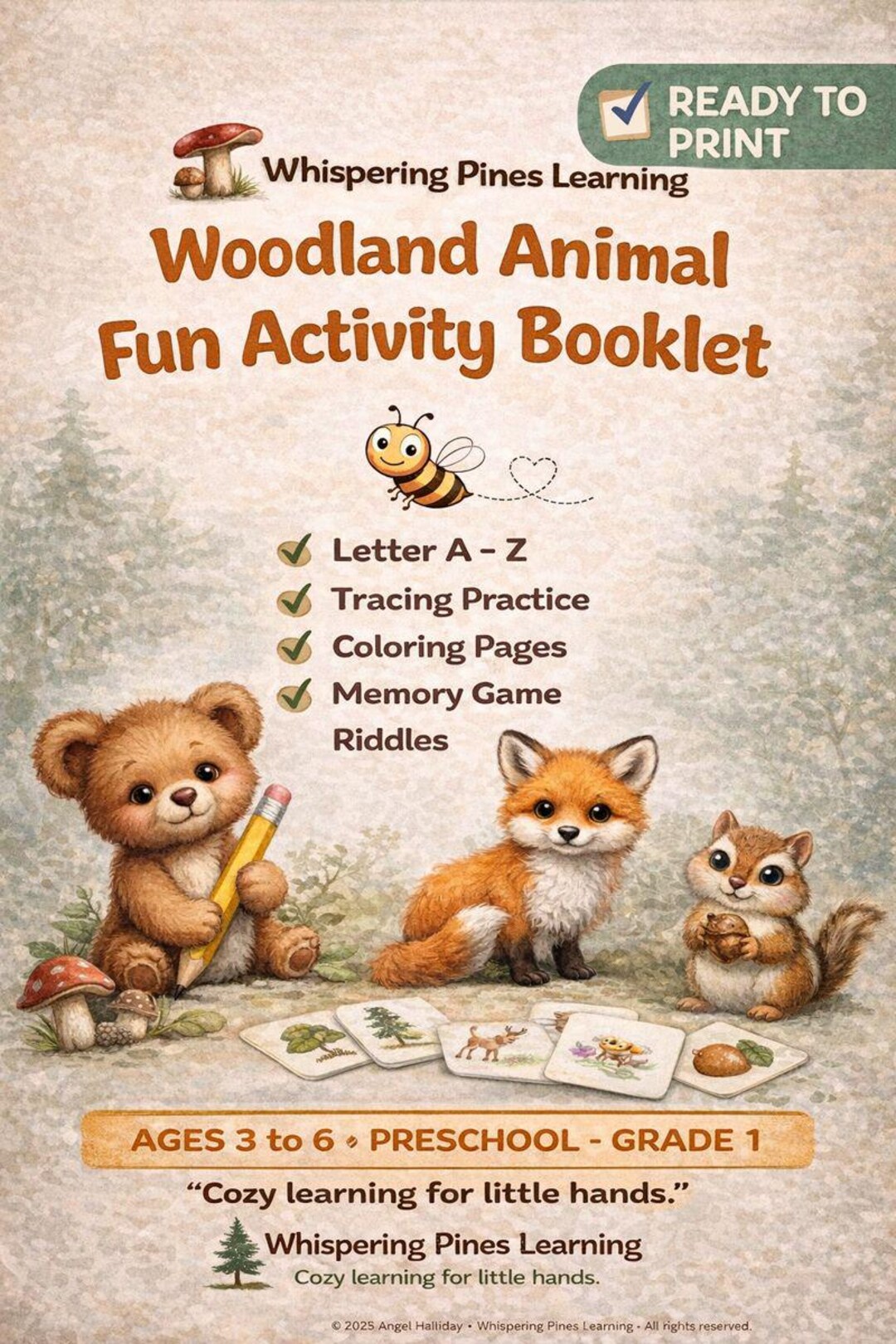 Woodland Animal Alphabet Workbook A–Z | Letter Tracing & Coloring ...