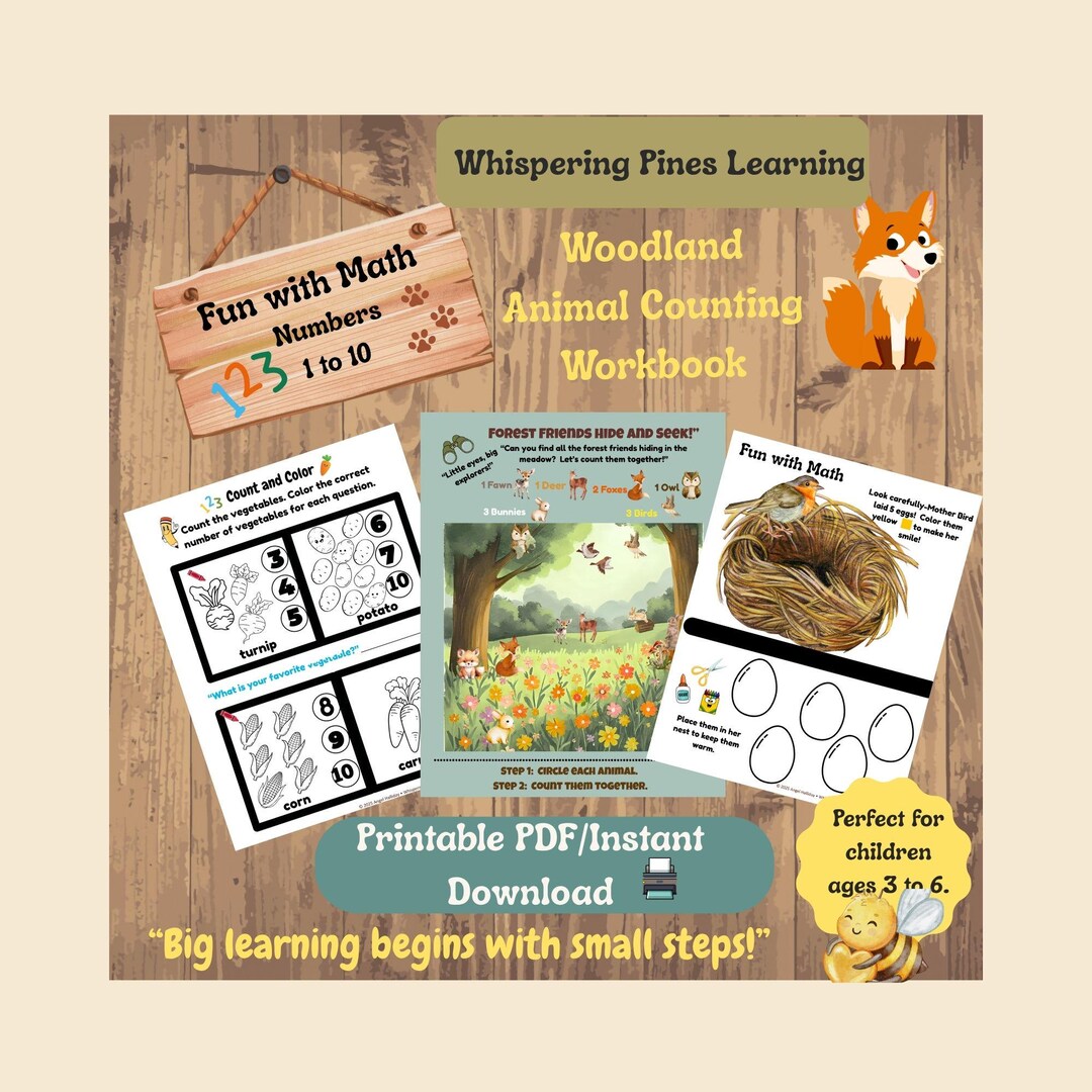 Woodland Math Worksheets – Count and Color, Farm Theme (PDF) - Etsy UK