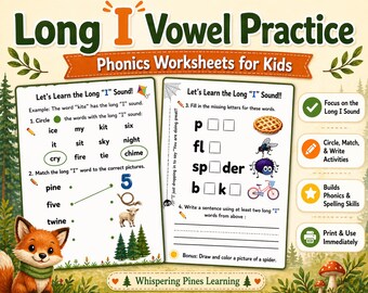 Phonics Worksheets Cvce Long Vowels-read Write & Color(kindergarten ...