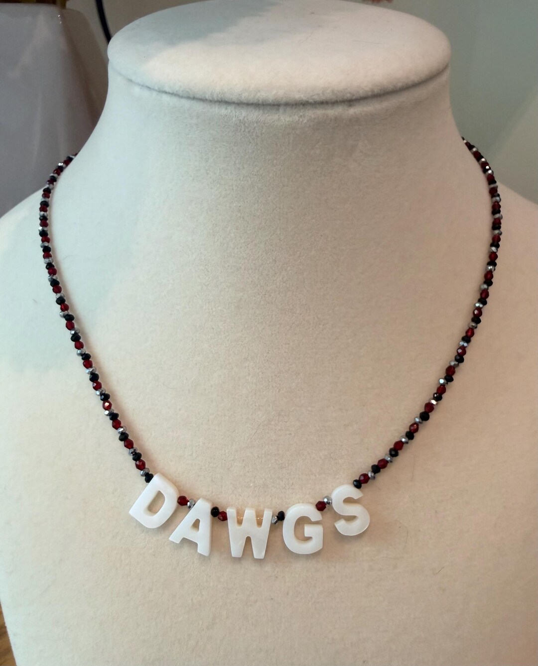 The Dawgs - Tarnish Proof Beaded Letter Necklace - Etsy