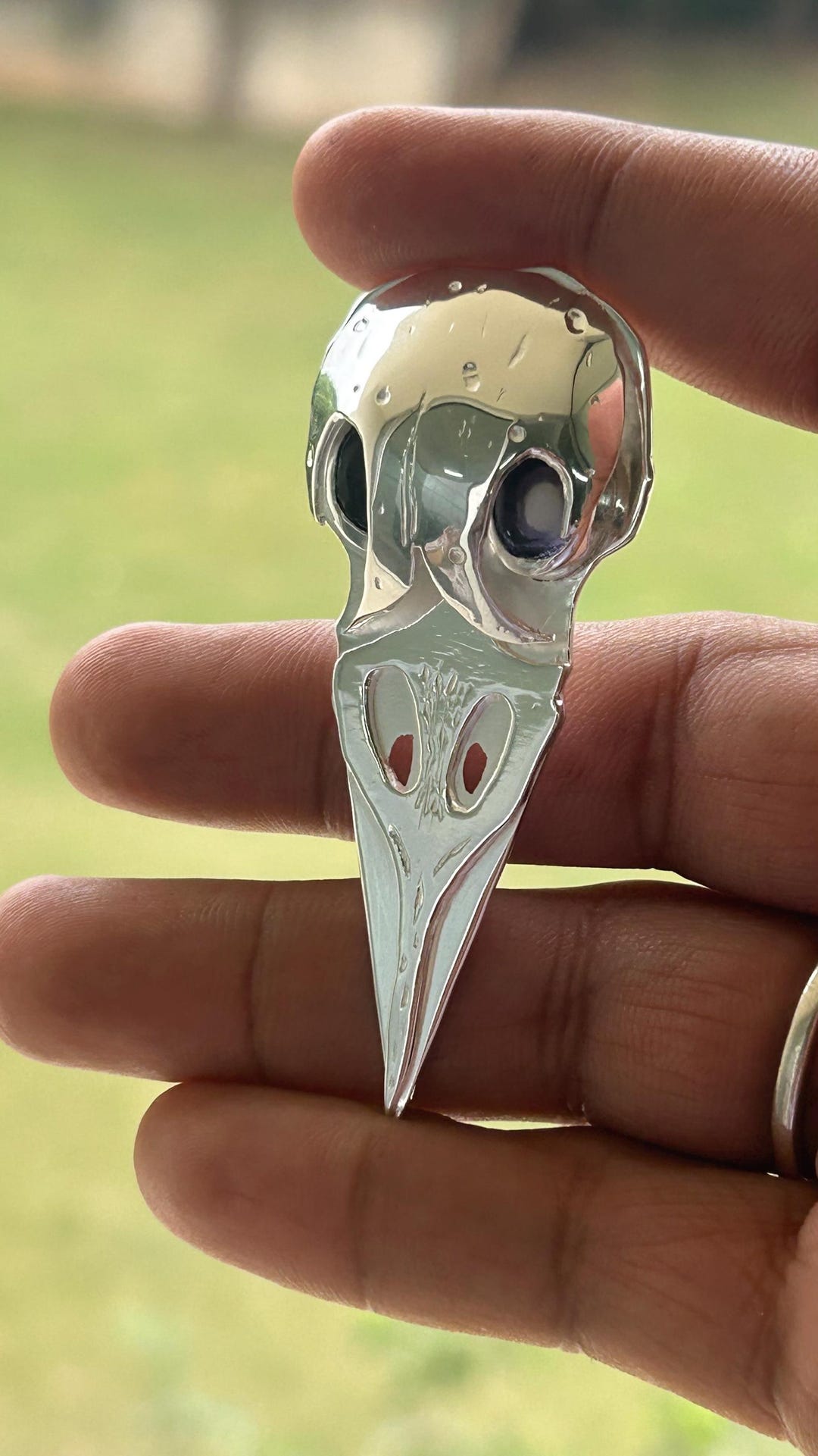 Raven Skull-bone Clones Silver Pendant - Etsy