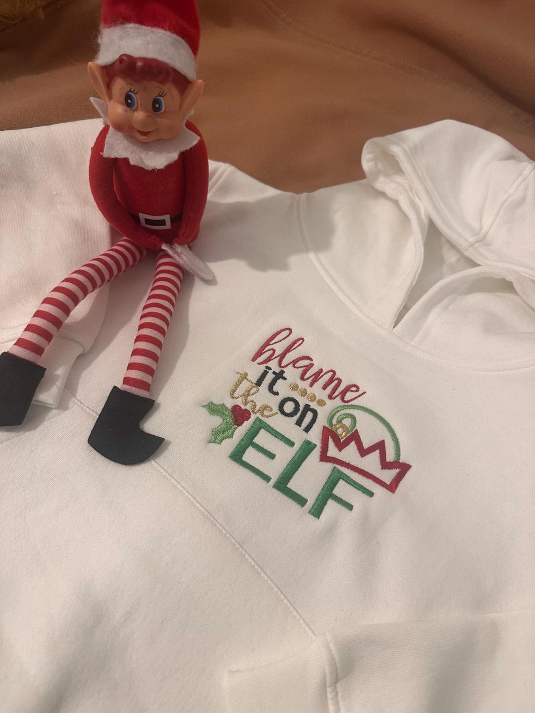 Personalised Elf on the Shelf Embroidered Hoodie - Etsy