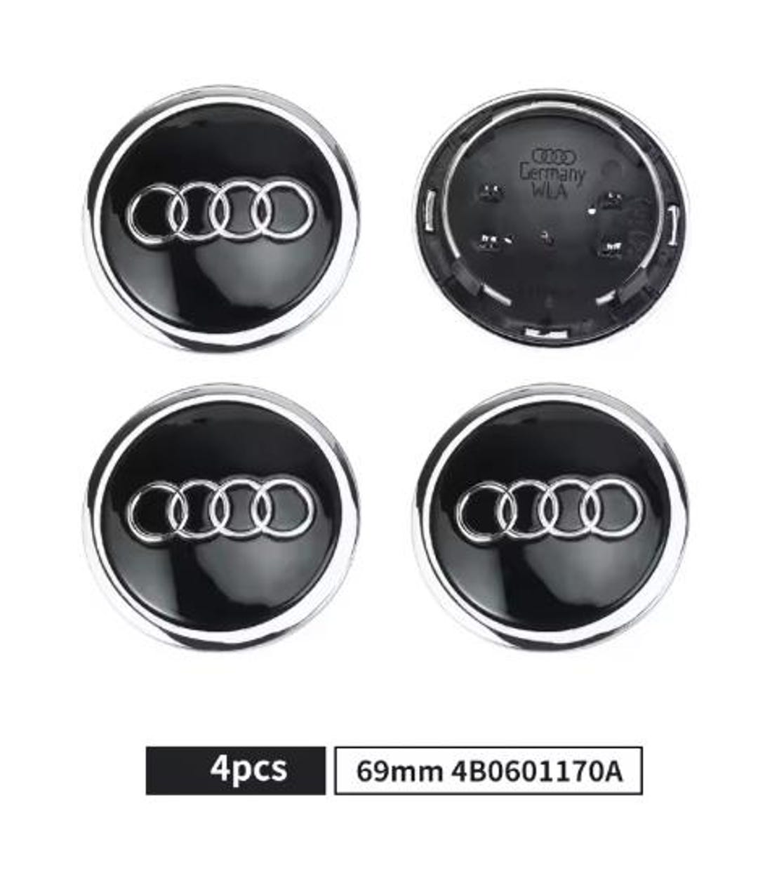 Audi Wheel Center Cap Hub Covers – 4pcs Car Styling Badge 69mm Black ...