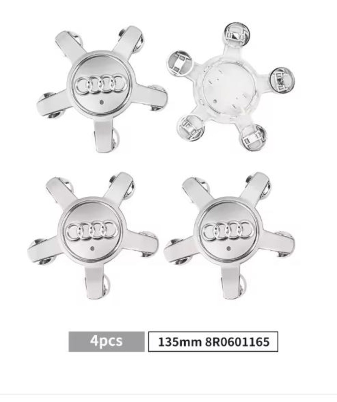4pcs 135mm Silver-8r Wheel Center Cap Hub Covers Badge 4B0601170 for ...