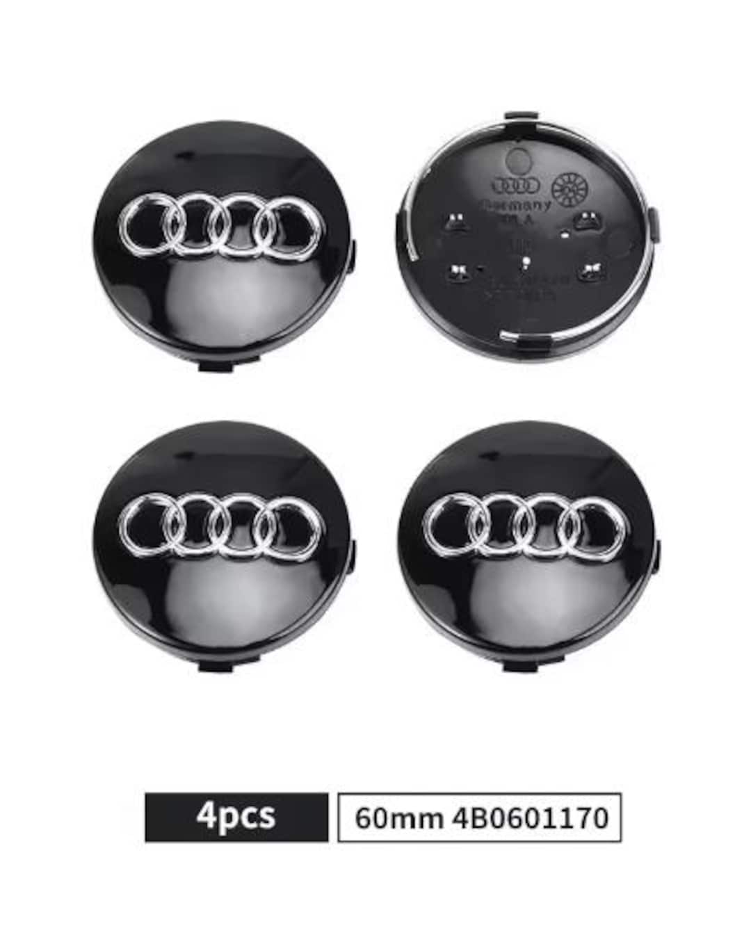 Audi Wheel Center Cap Hub Covers – 4pcs Car Styling Badge 60mm Black ...