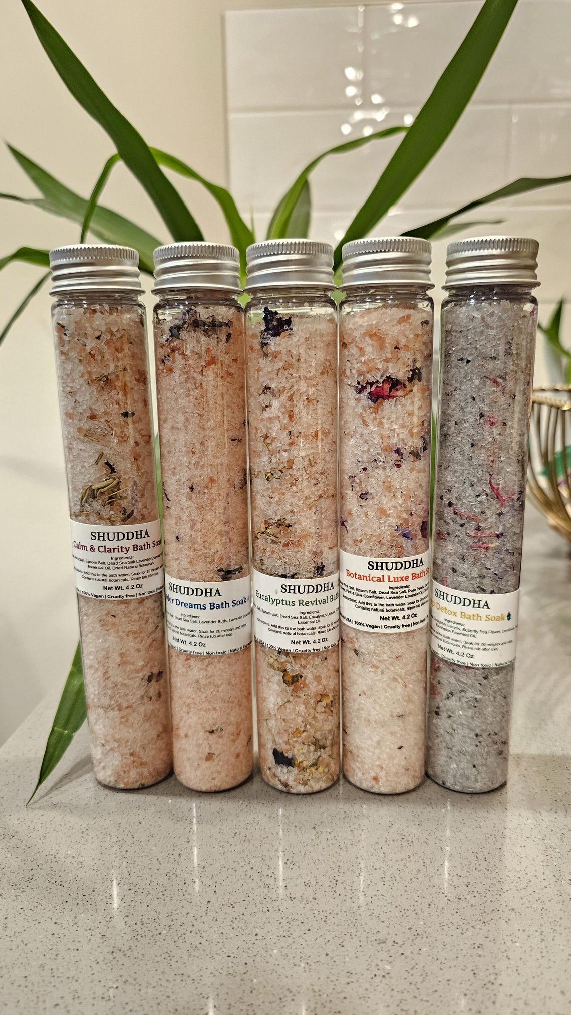 Handcrafted Bath Salt Tubes – 5 Soothing Varieties for Spa-like ...