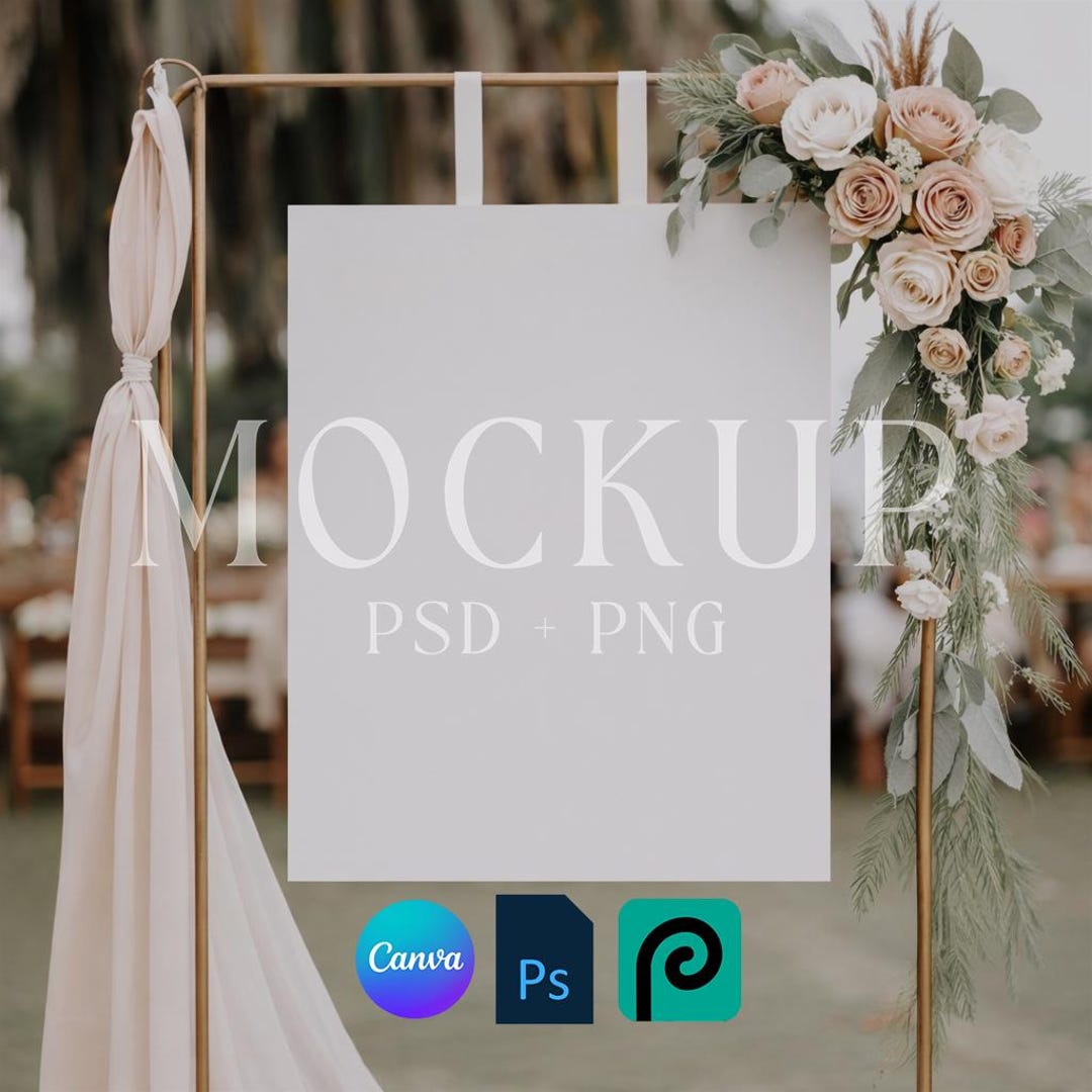 Welcome Sign Mockup, Vertical 18x24" Wedding Sign Mock Up, Easel Sign ...