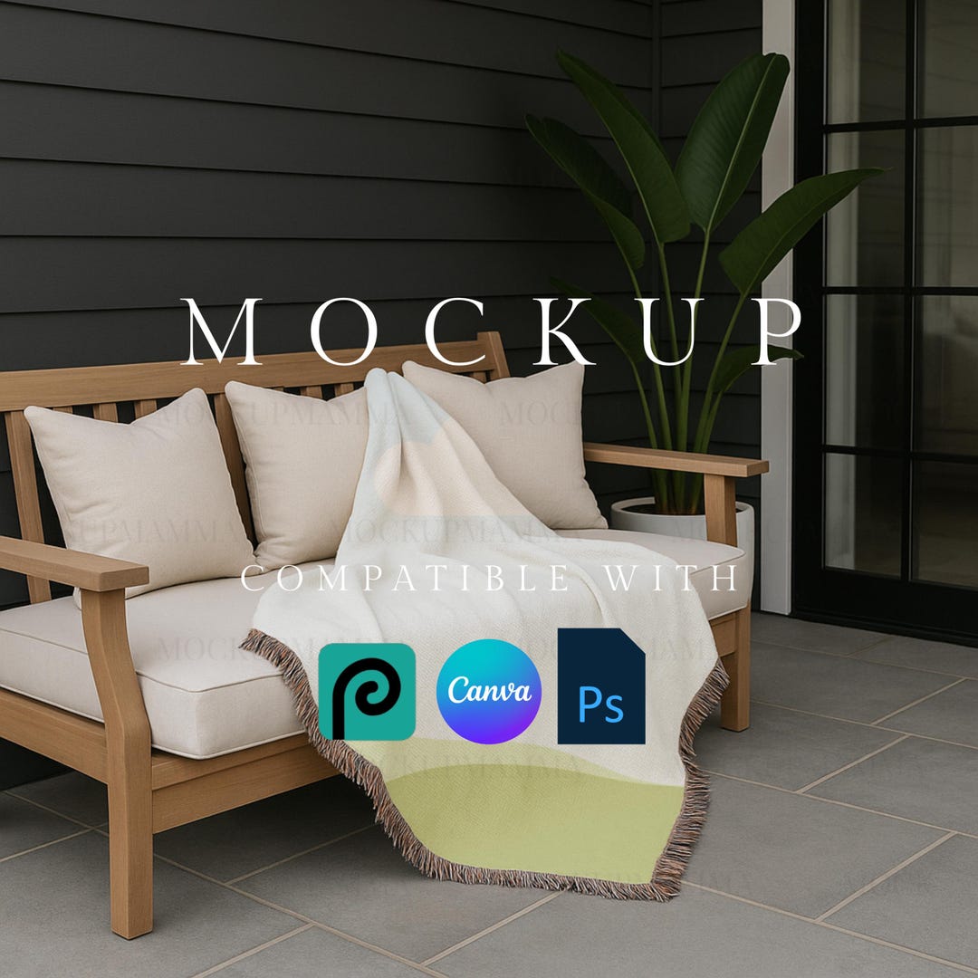 Woven Blanket Mockup, Custom Woven Throw Mock Up, Print on Demand Woven ...