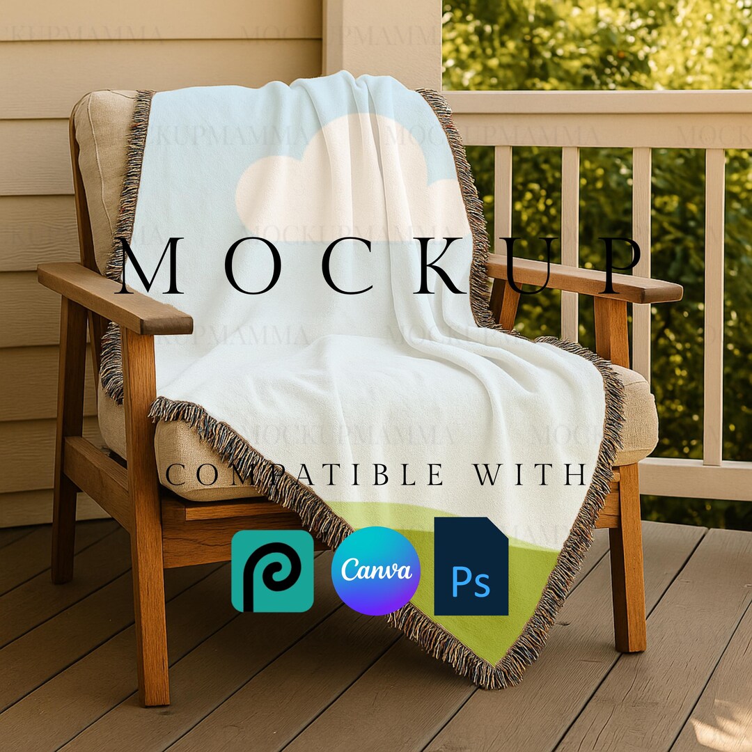 Woven Blanket Mockup, Custom Woven Throw Mock Up, Print on Demand Woven ...