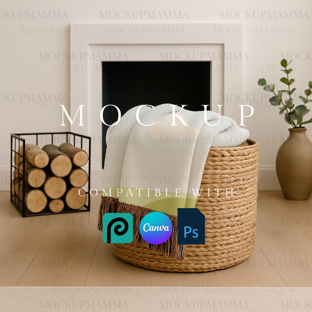Woven Blanket Mockup, Custom Woven Throw Mock Up, Print on Demand Woven ...