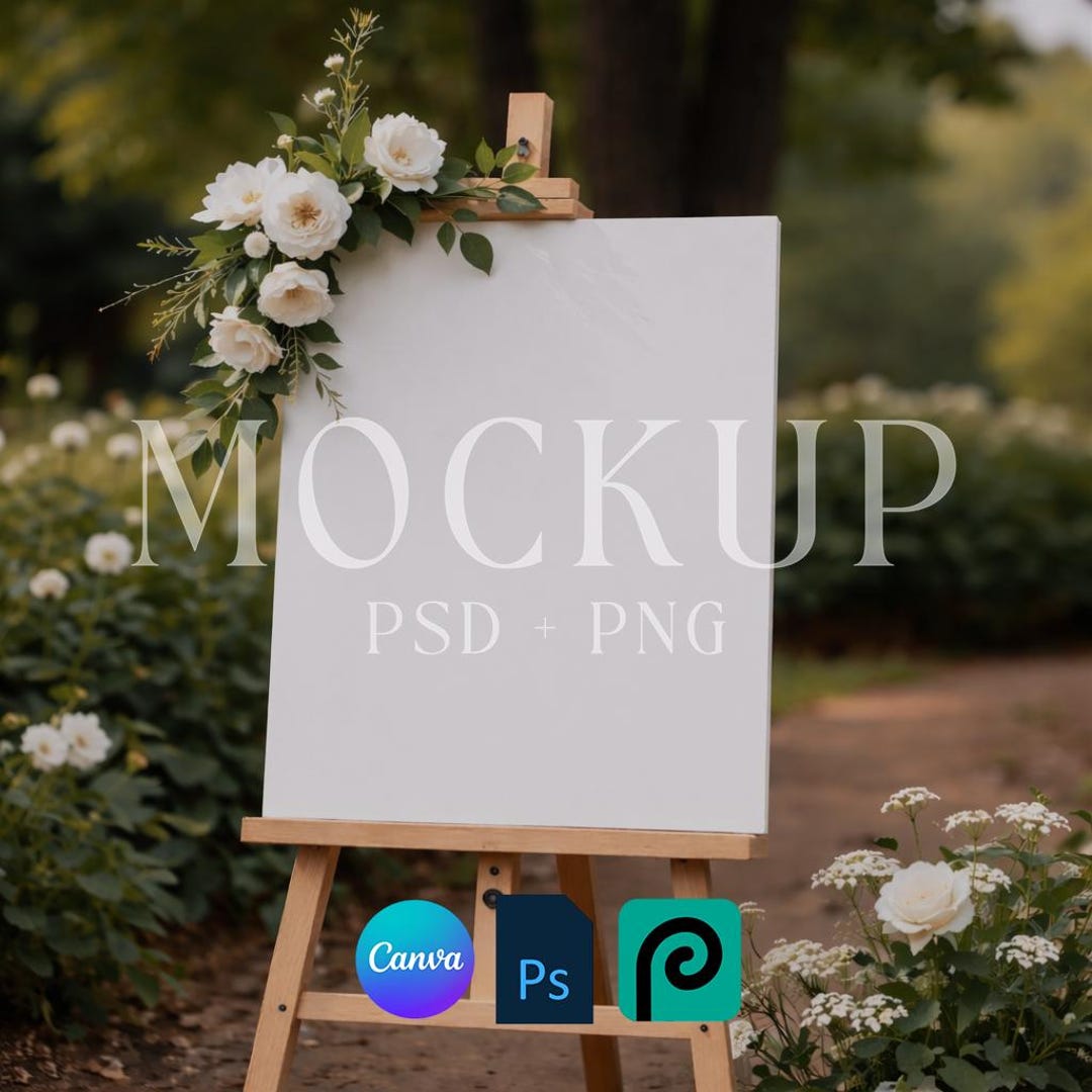 Welcome Sign Mockup, Vertical 18x24" Wedding Sign Mock Up, Easel Sign ...