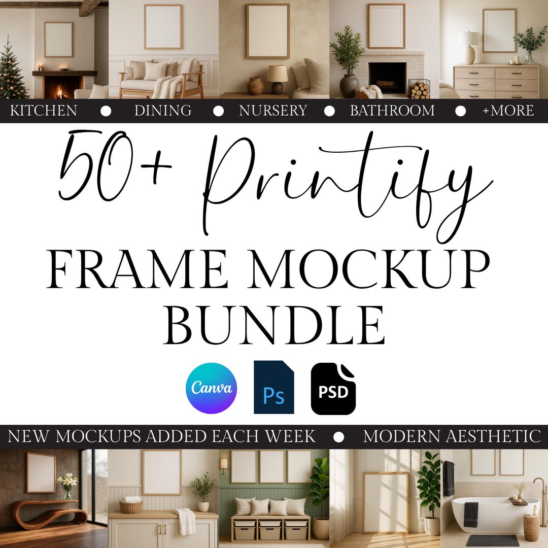 Frame Bundle Mockup PSD, Poster Size Mockup, Vertical Wall Art Print ...