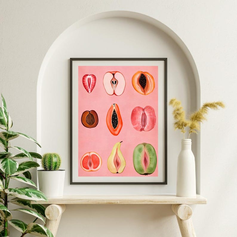 Cheeky Fruit Cross Sections Pop Art Poster, Feminist Printable Wall Art ...