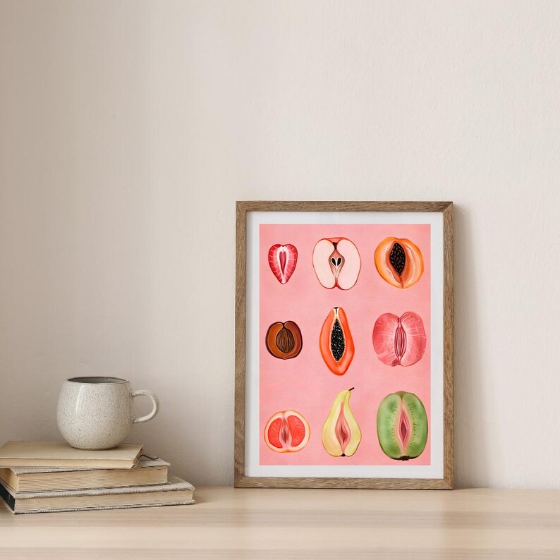 Cheeky Fruit Cross Sections Pop Art Poster, Feminist Printable Wall Art ...