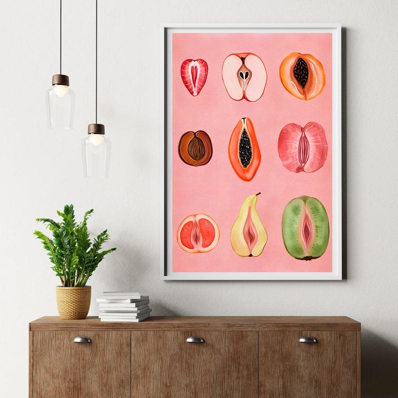 Cheeky Fruit Cross Sections Pop Art Poster, Feminist Printable Wall Art ...