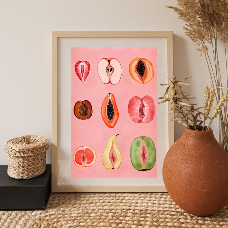 Cheeky Fruit Cross Sections Pop Art Poster, Feminist Printable Wall Art ...