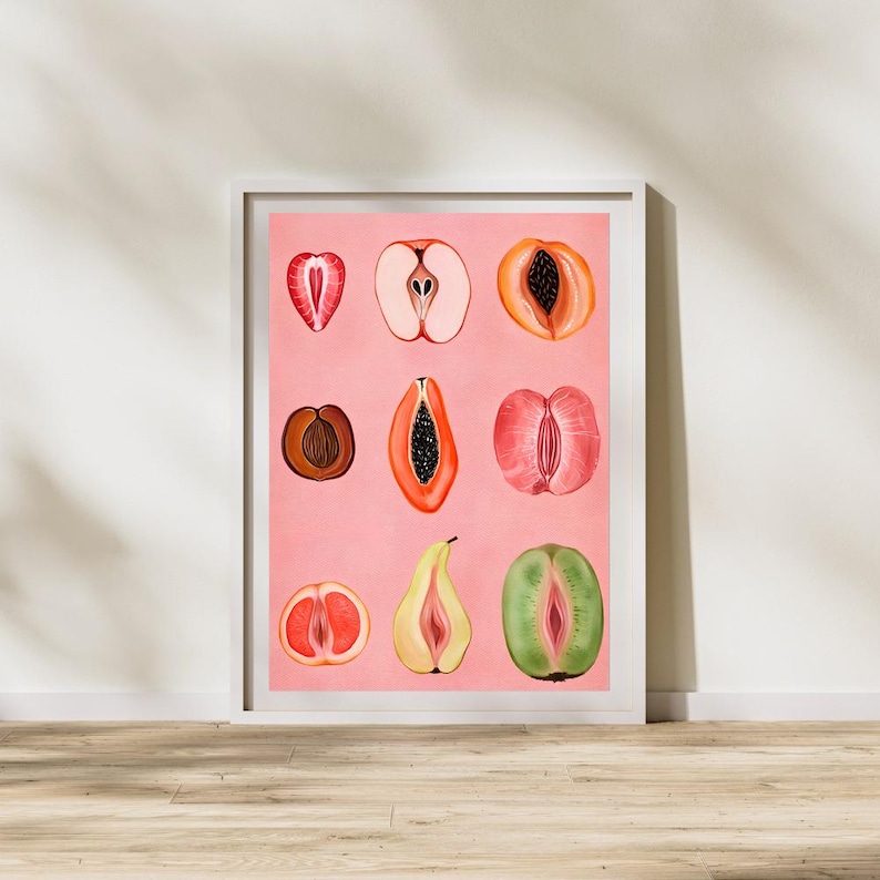 Cheeky Fruit Cross Sections Pop Art Poster, Feminist Printable Wall Art ...