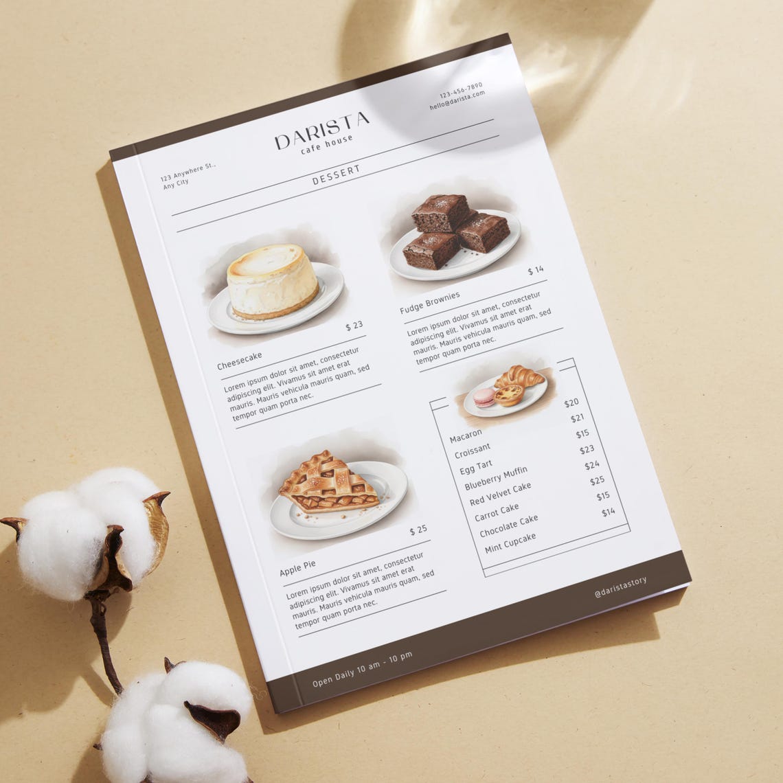 Minimalist Café Menu Template | Digital Drink and Dessert Layout ...
