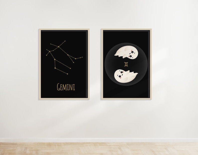 Buy Gemini Zodiac Ghost Print, Constellation Astrology Poster (digital ...