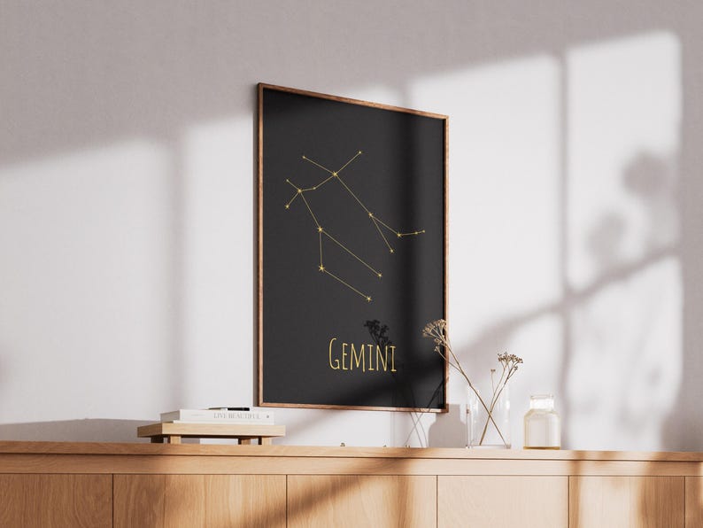 Buy Gemini Zodiac Ghost Print, Constellation Astrology Poster (digital ...