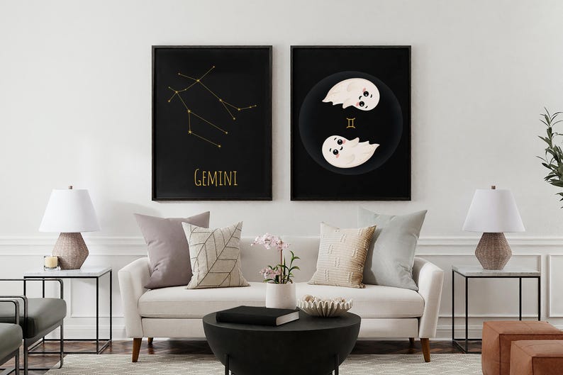 Buy Gemini Zodiac Ghost Print, Constellation Astrology Poster (digital ...