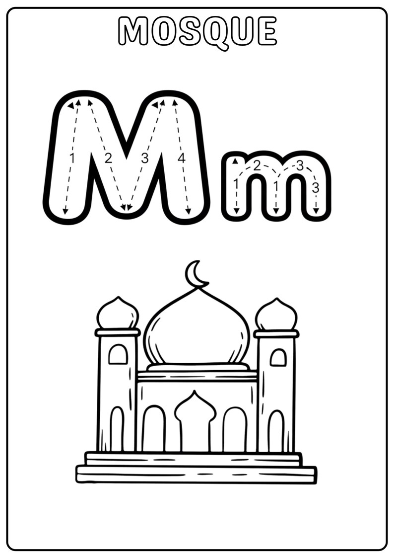 ABC Ramadan Coloring Pages | Islamic Alphabet Tracing Book for Kids ...