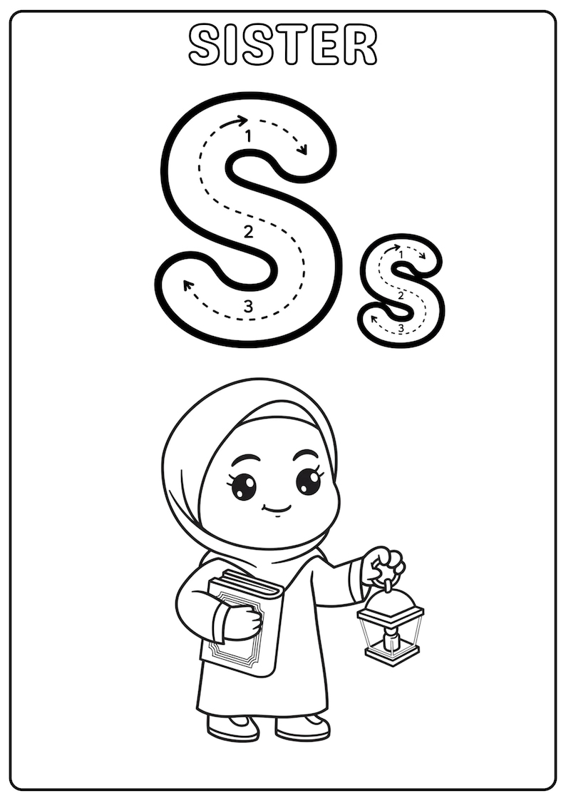ABC Ramadan Coloring Pages | Islamic Alphabet Tracing Book for Kids ...