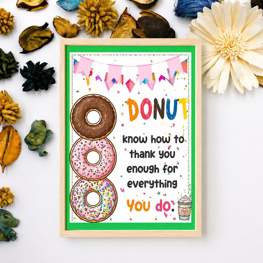 Donut Thank You Sign, Teacher Appreciation Decor, Employee Recognition ...