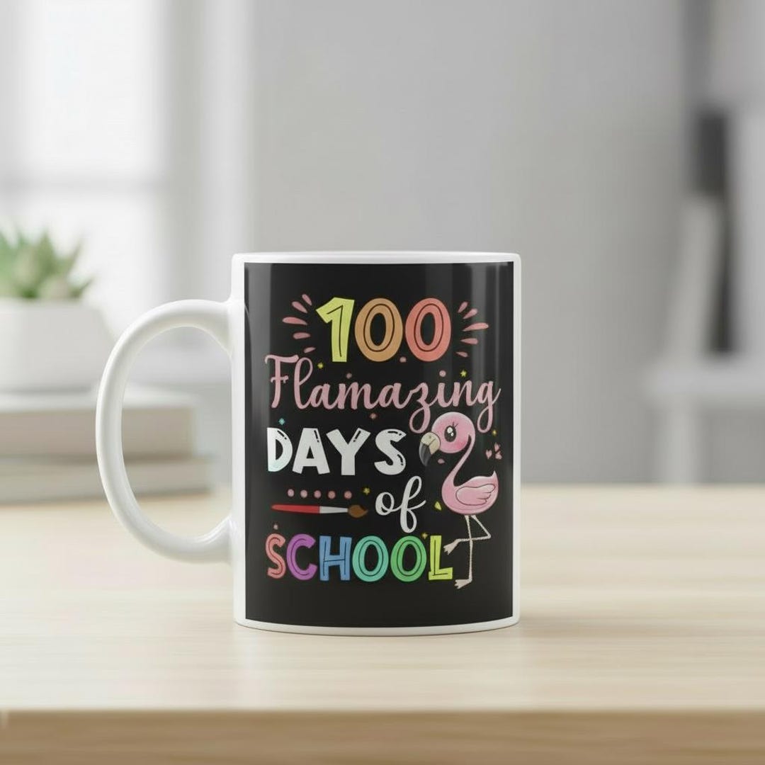 100 Amazing Days of School Cute Flamingo Student Mug - Etsy