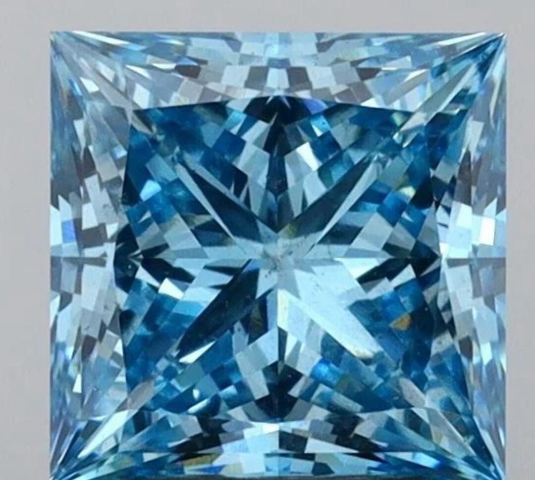 6X6MM Princess Cut CVD Lab-created Diamond –blue Color IF, GIE ...