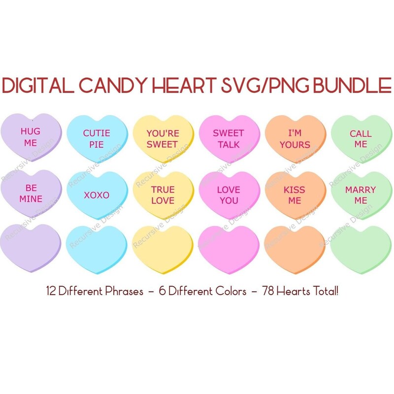 Candy Heart Clipart - Etsy