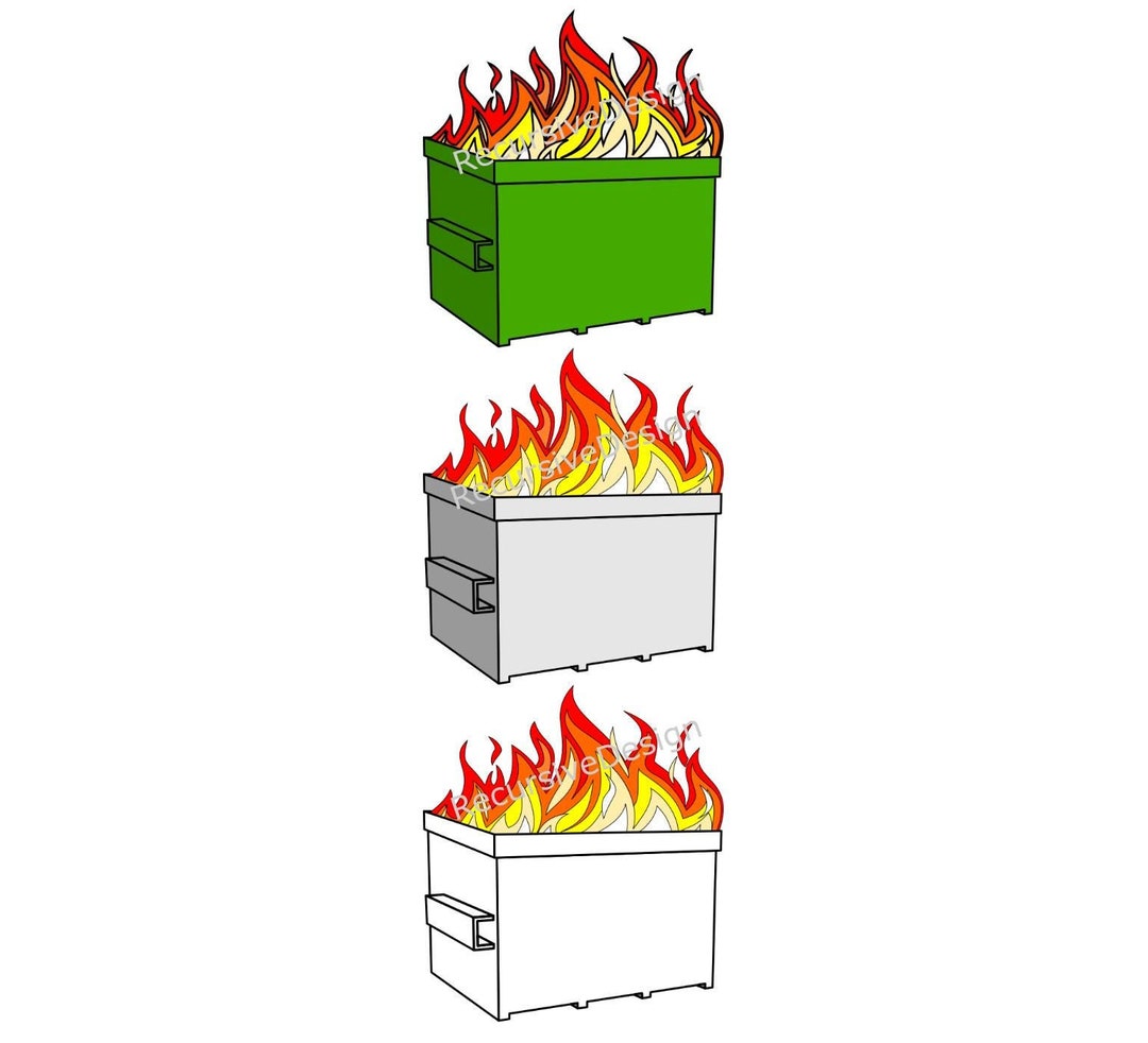Dumpster Fire SVG and PNG Cut File, Glowforge Digital File, Beamo ...
