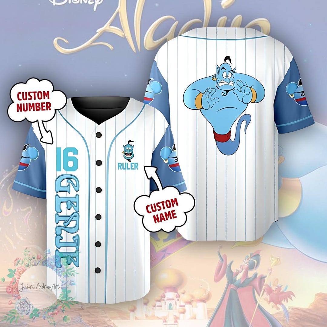 Aladdin Genie Characters Baseball Jersey, Genie Character, Disney Genie ...