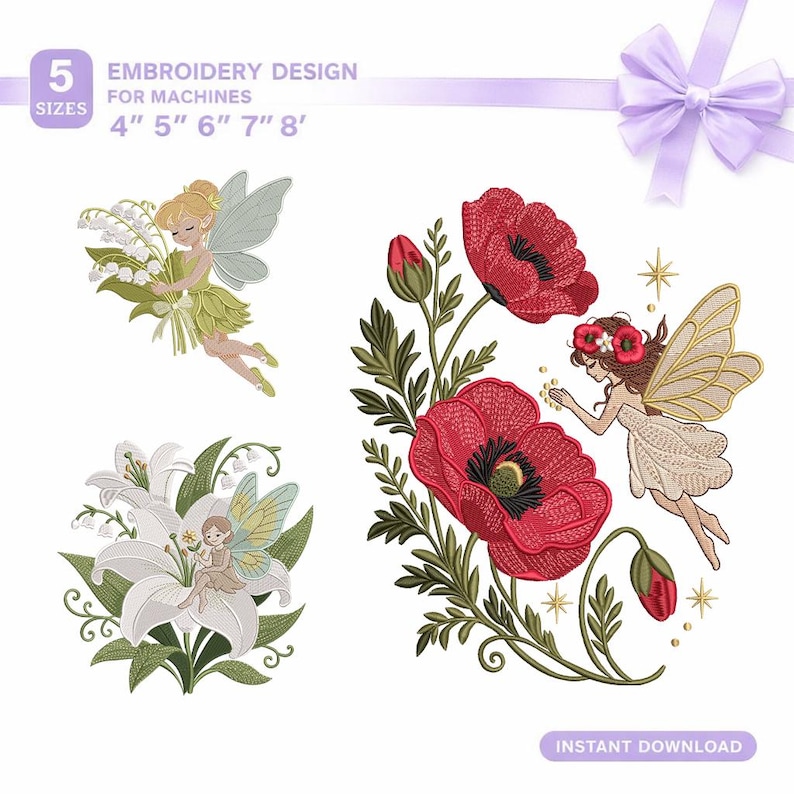 Fairy Floral Embroidery Bundle Ethereal Garden Magic Botanical Machine ...