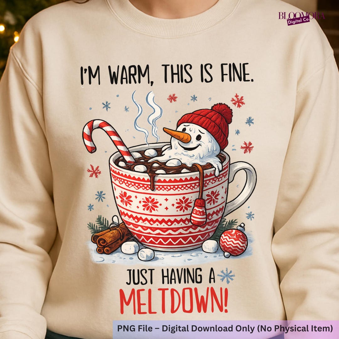 Meltdown Snowman PNG | Funny Christmas Hot Cocoa Art (digital Download ...