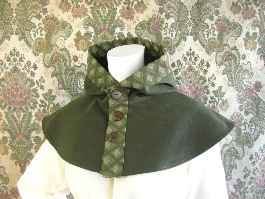 Dark Olive Archer's Hood Medieval Costume Hat Chaperon SCA Capuchin ...